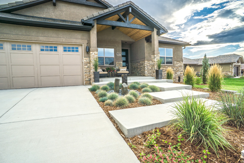 Contemporary Landscape with Basalt Columns Water Feature - Transitional ...