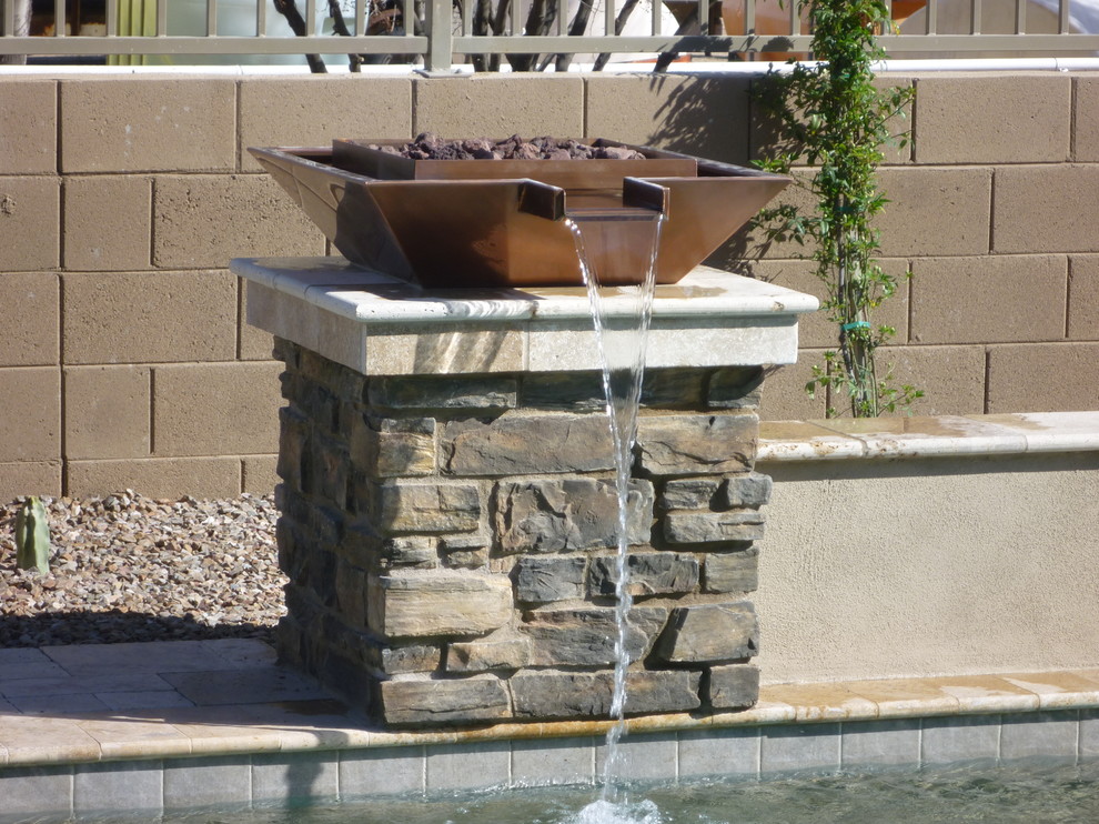 Copper Wok Water & Fire Feature - Traditional - Landscape - Phoenix ...