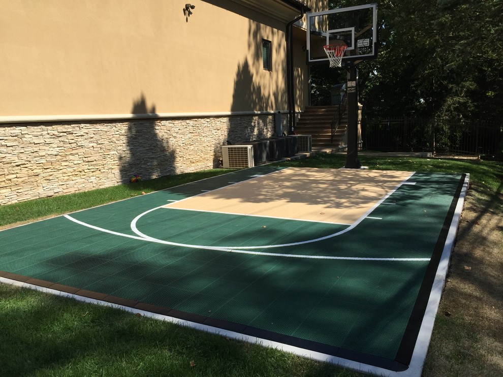Custom Compact Backyard Basketball Court - Modern - Landscape - New ...