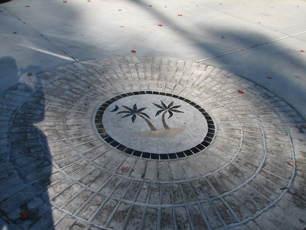 Custom Made Twin Palm Mosaic Tile Accent for Driveway - Tropical ...