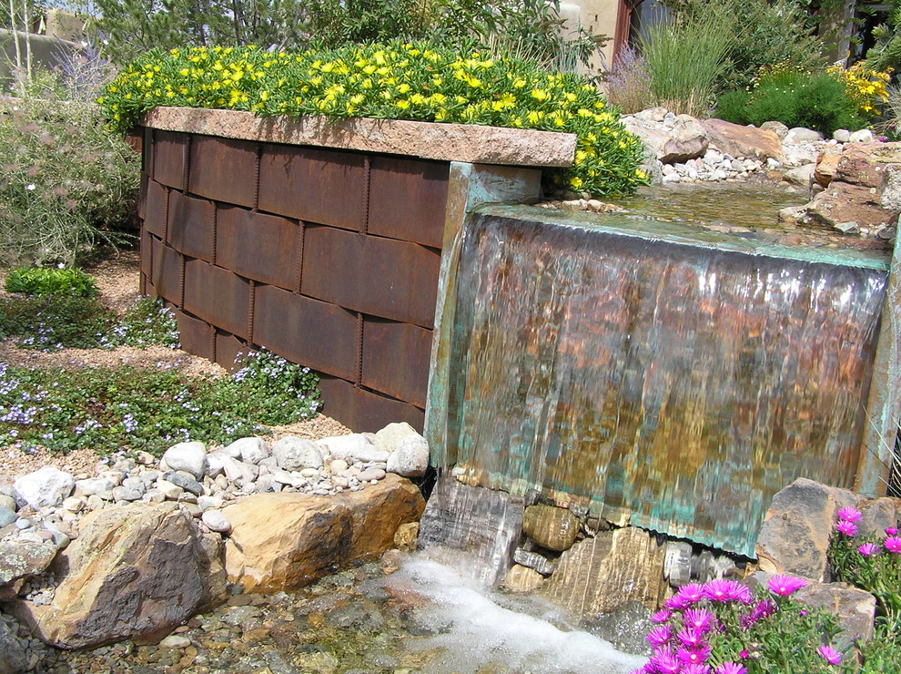 Custom Metal Waterfall & Retaining Wall - Landscape - Albuquerque - by ...