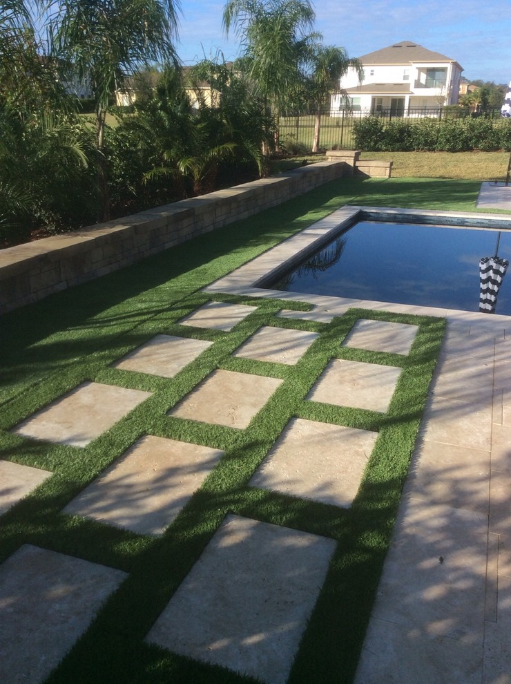 Custom Retaining Wall & Artificial Turf Installation - Tropical ...