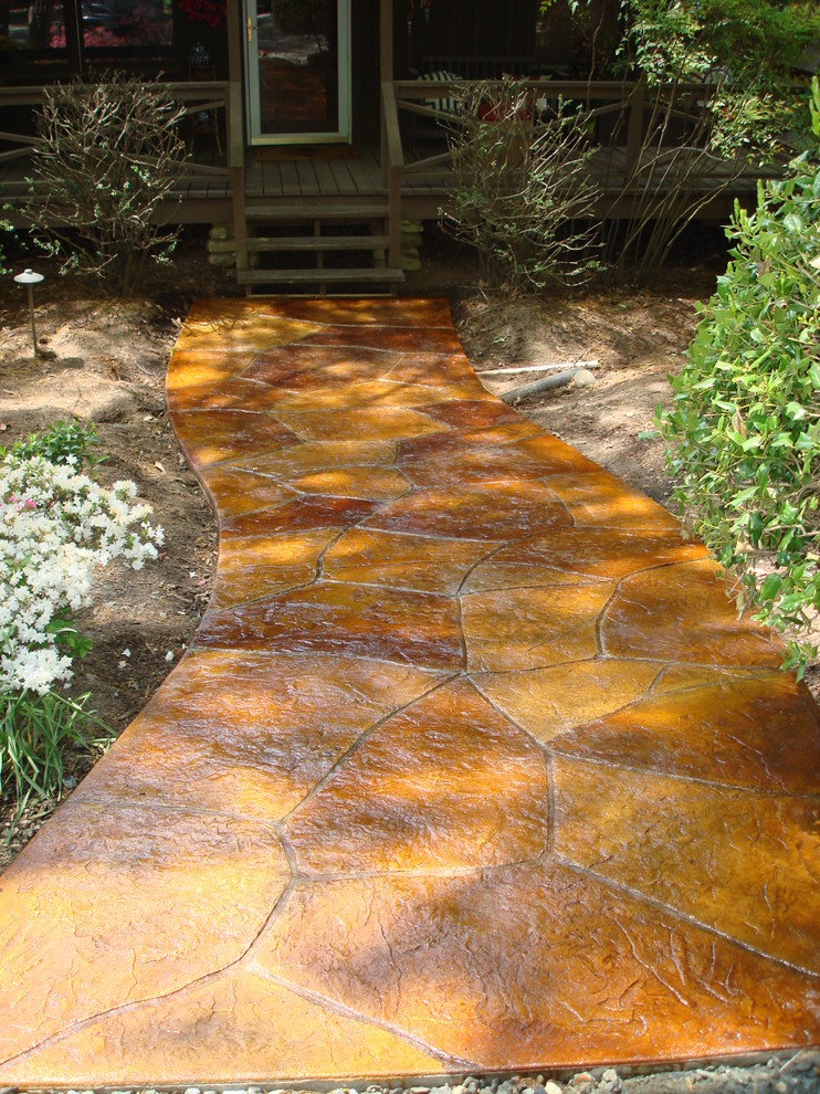 Custom Stamped Walkway with Acid Stain Highlights - Country - Garden ...