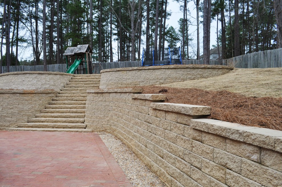 Double-Tiered Retaining Walls, Steps, and Landscaping - Landscape ...