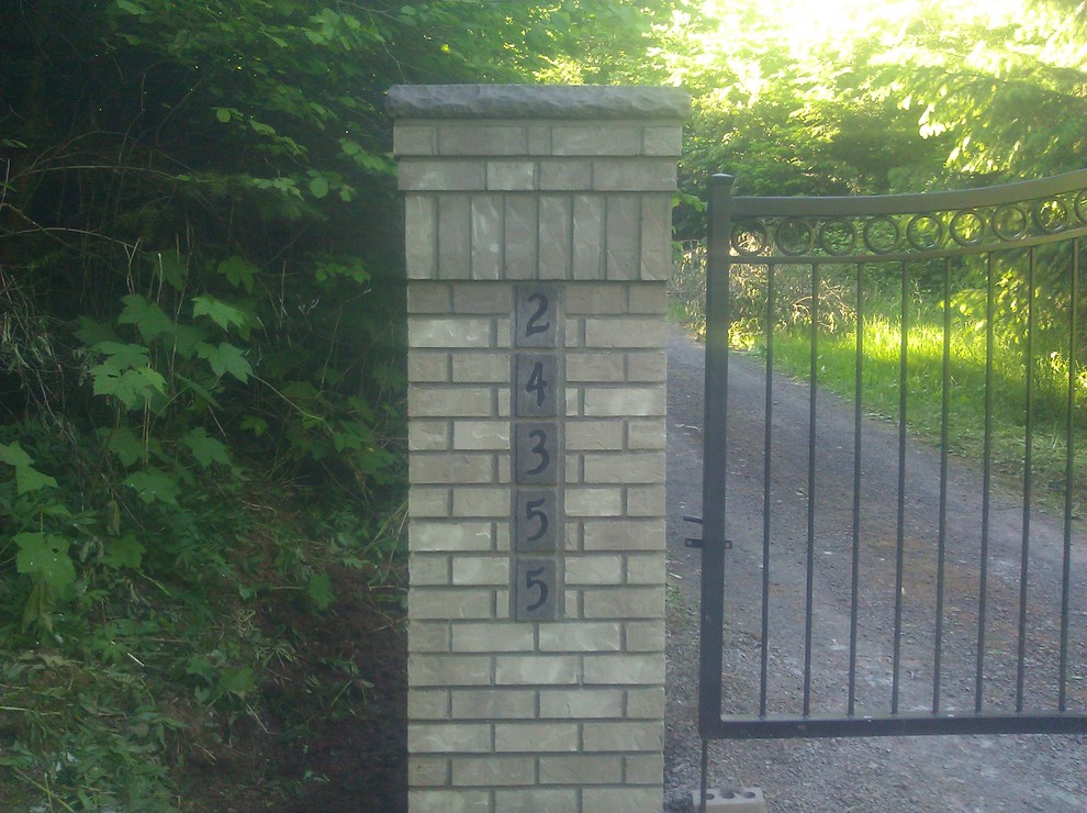 Driveway Entry Gate Brick Pillars - Traditional - Landscape - Portland ...