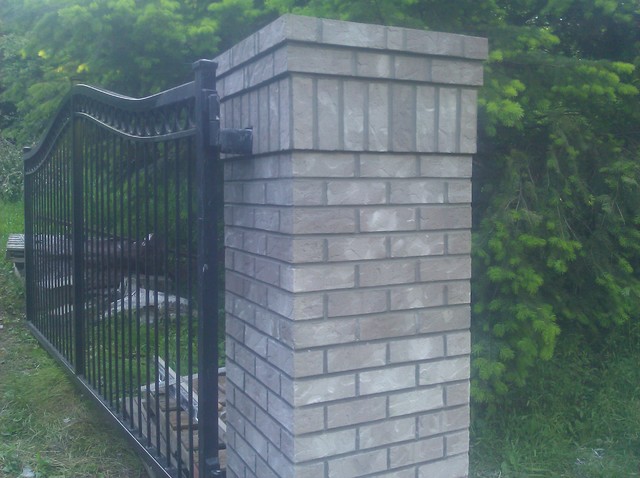 Driveway Entry Gate Brick Pillars - Traditional - Garden - Portland ...