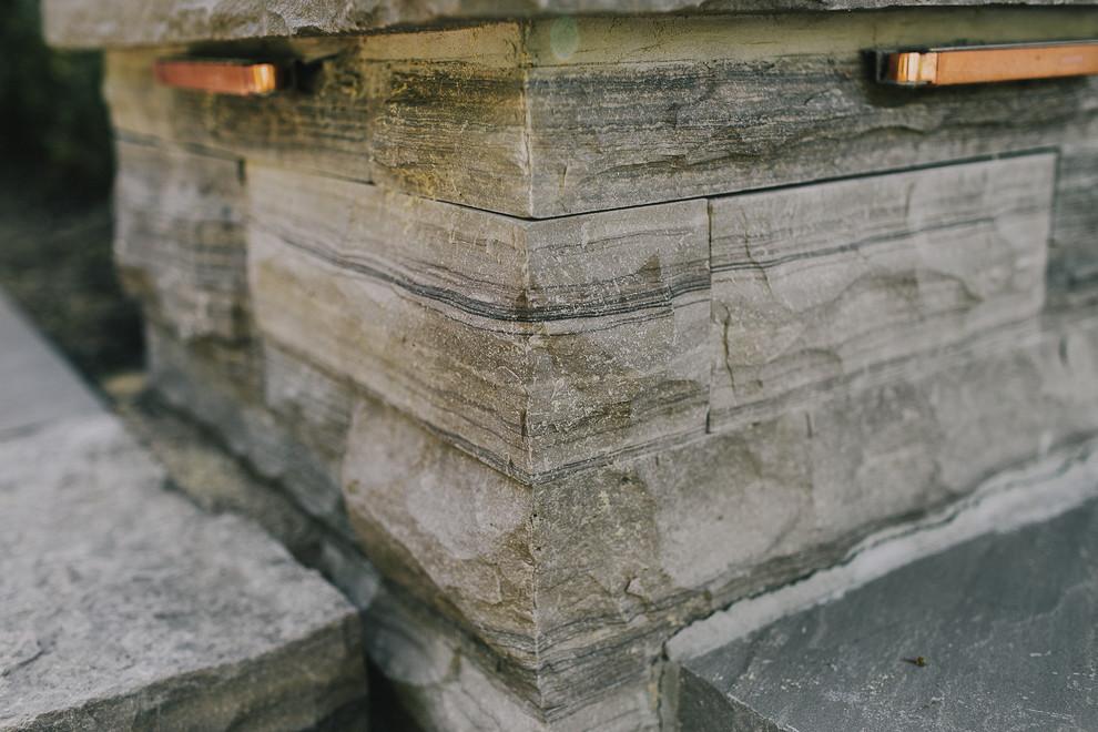 Dry Stacked Natural Stone Pillars - Contemporary - Landscape - Toronto ...