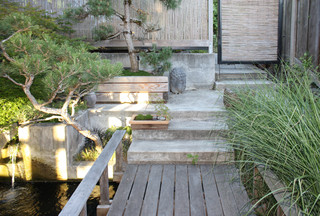 Entry Garden with Bridge over the Koi Pond - Contemporary - Landscape ...