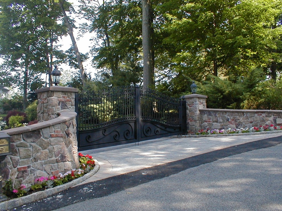 Estate Driveway Gate at Lakefront Lake Hopatcong - Mediterranean ...