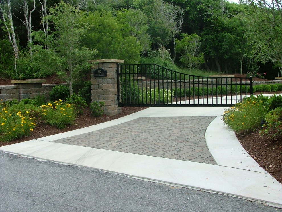 Expansive paver driveway addition on the beach - Beach Style ...