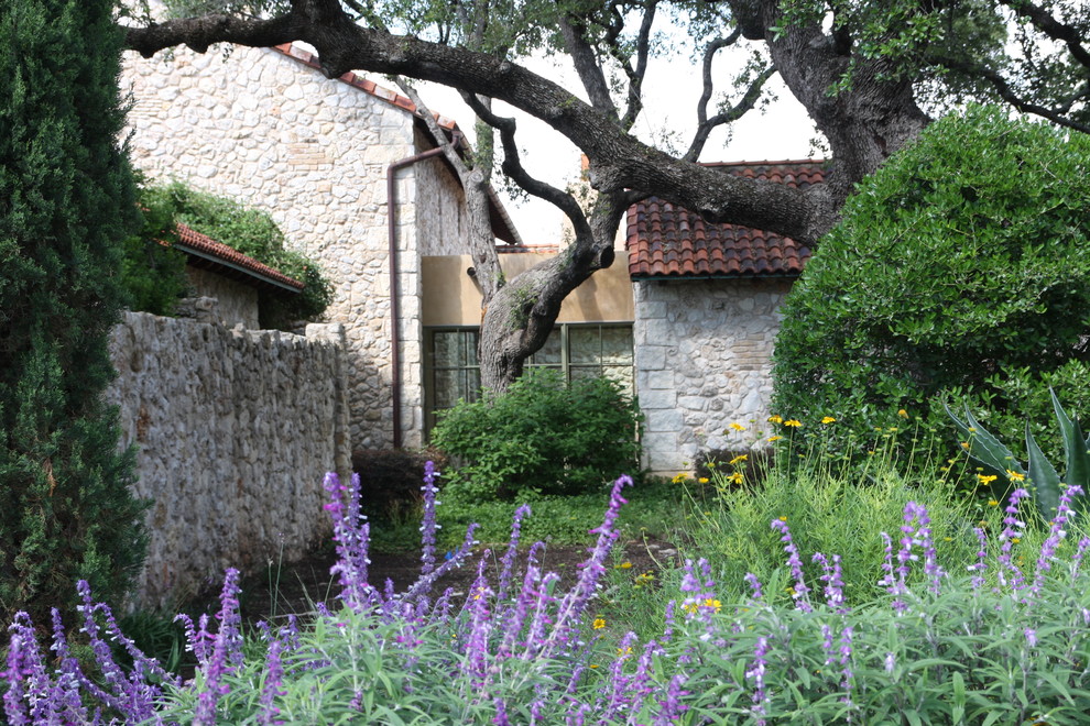 exterior gallery side wall view - Mediterranean - Landscape - Austin ...