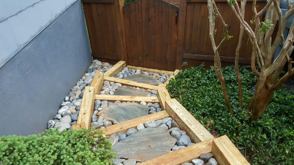 Exterior stairs with underground drainage system. - Traditional ...