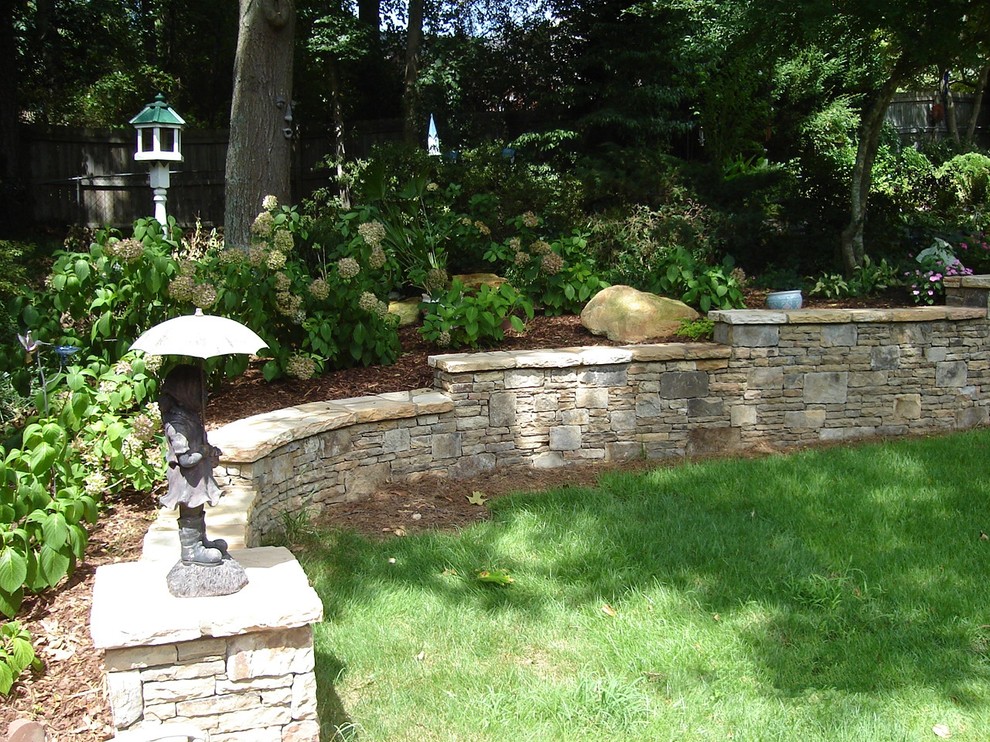 Fieldstone Wall with Flagstone Cap - Traditional - Landscape - Atlanta ...