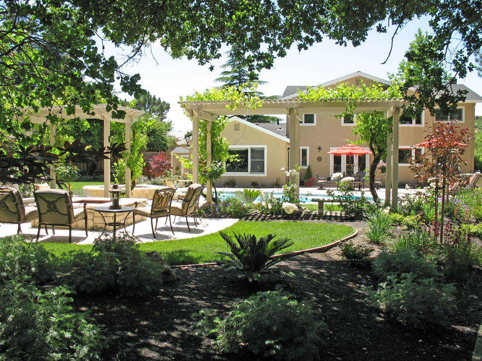 Fire Pit, Patio and Arbors, BBQ and Such - Traditional - Landscape ...