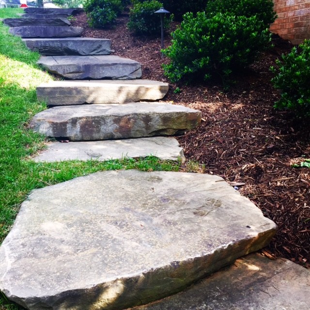 Fire Pit, Patio, Water Feature, Sidewalk, Flagstone Steppers, Plant ...