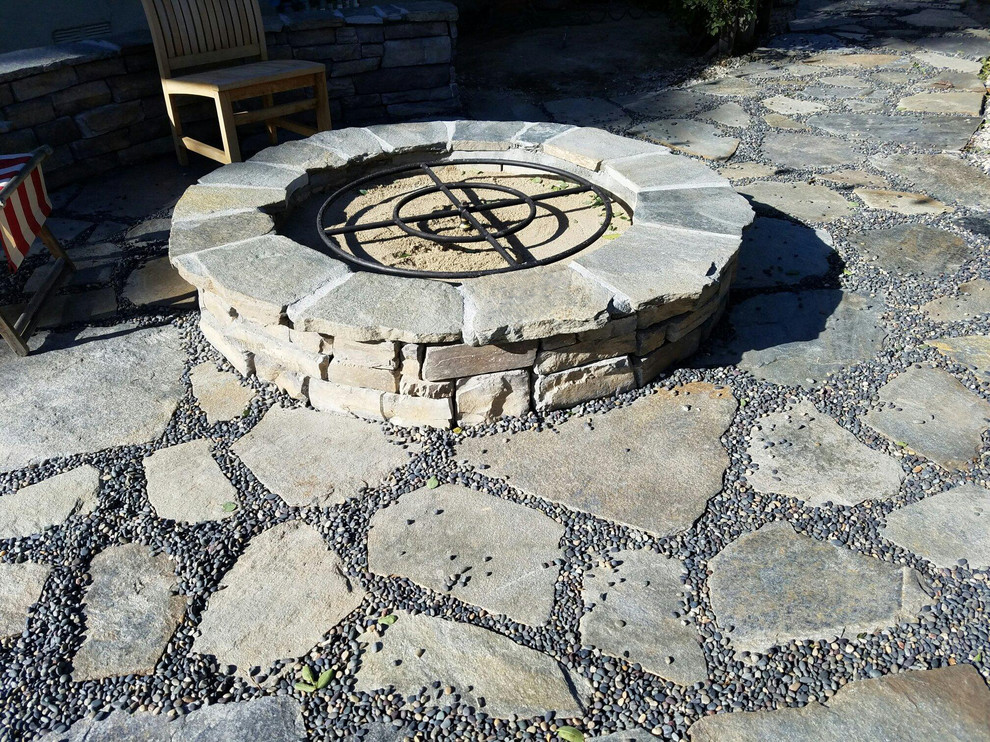 Fire Pit with Flagstone and Rock - Rustic - Landscape - Orange County ...