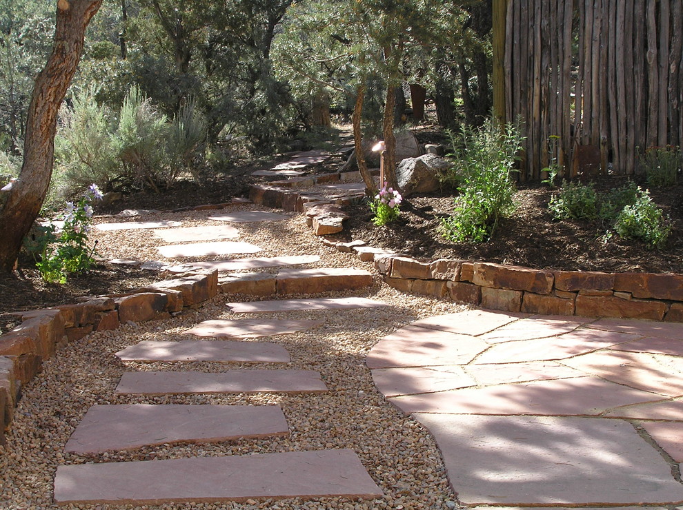 Flagstone Patio & Walkway w/ Drystack Retaining Walls - Landscape ...