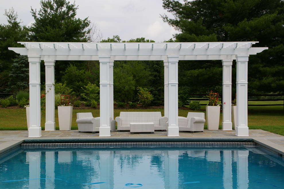 Formal Landscape Design with Swimming Pool, Pergola, Outdoor Kitchen ...