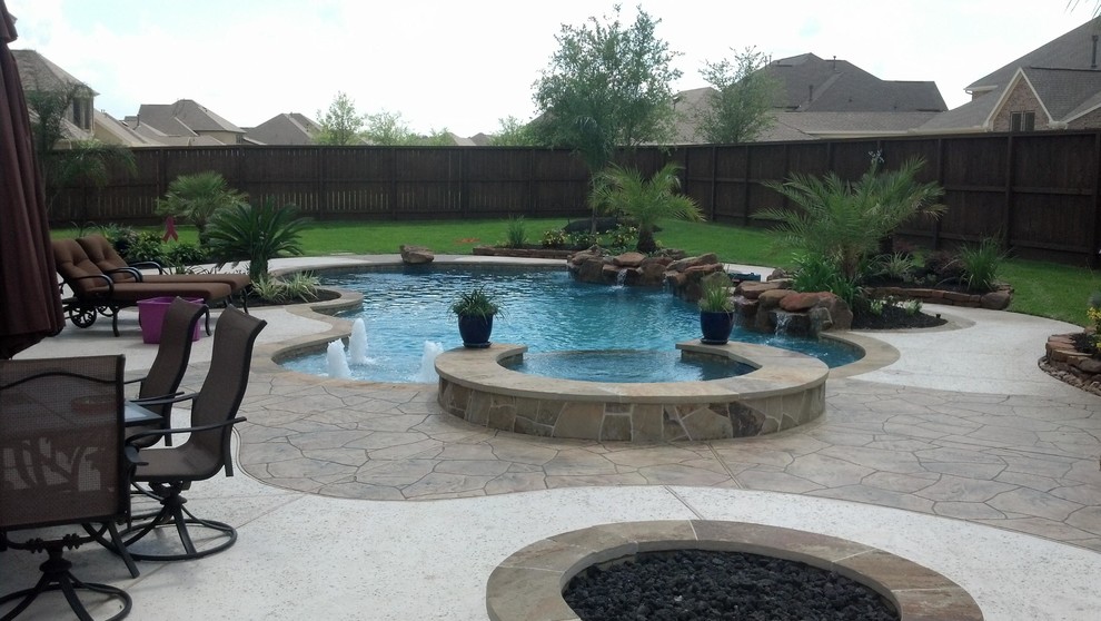 Freeform Pool with Waterfall - Traditional - Landscape - Houston - by ...