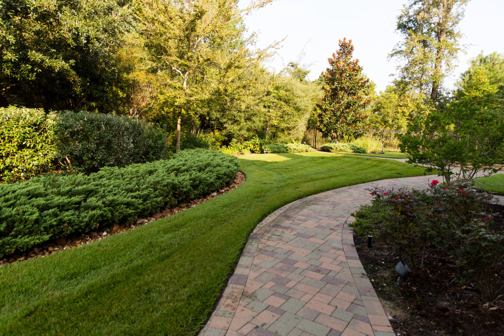 French Colonial Home Outdoor Walkway - French Country - Landscape ...