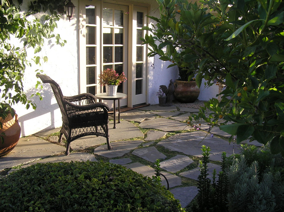 French Patio & Slate Stepping Stones and Garden Walk With Trellis ...