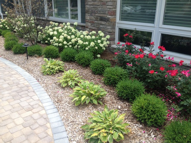 Front & Back Paver Paths with Landscaping and Fire Pit - Traditional ...