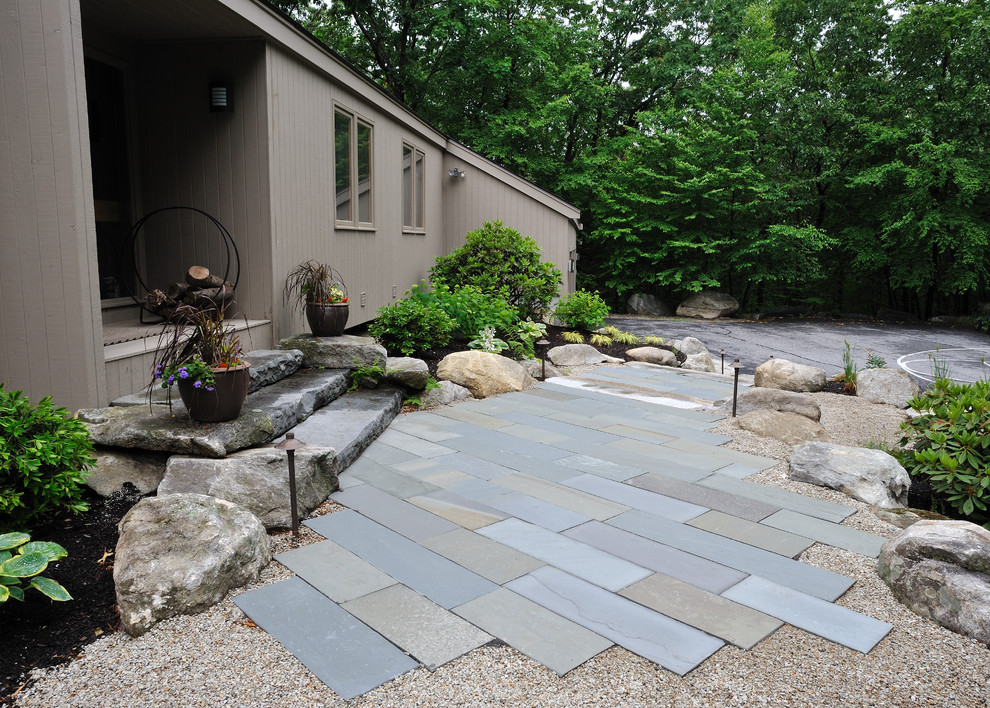 Front entrance renovation with reclaimed granite steps and bluestone ...