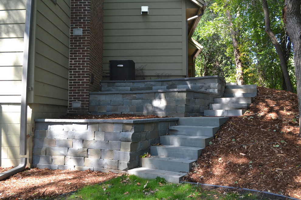 Front Entry Sidewalk, Sitting Area, Retaining Wall, and Stairs ...