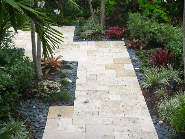 Front walkway garden design - Tropical - Garden - Miami - by Matthew ...