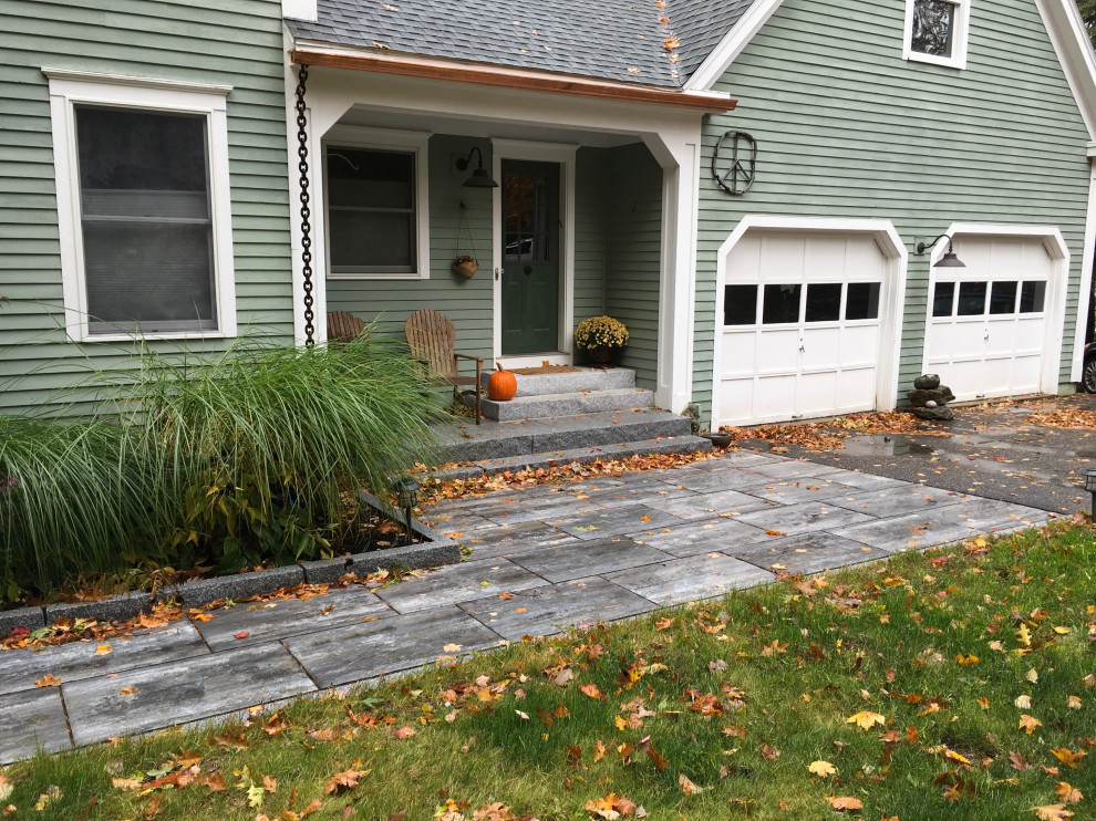 Front Walkway with Dual Granite Entrances - Landscape - Portland Maine ...