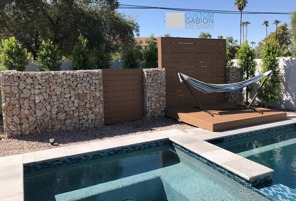 Gabion Pool Pump screen - Modern - Landscape - Phoenix - by Custom ...
