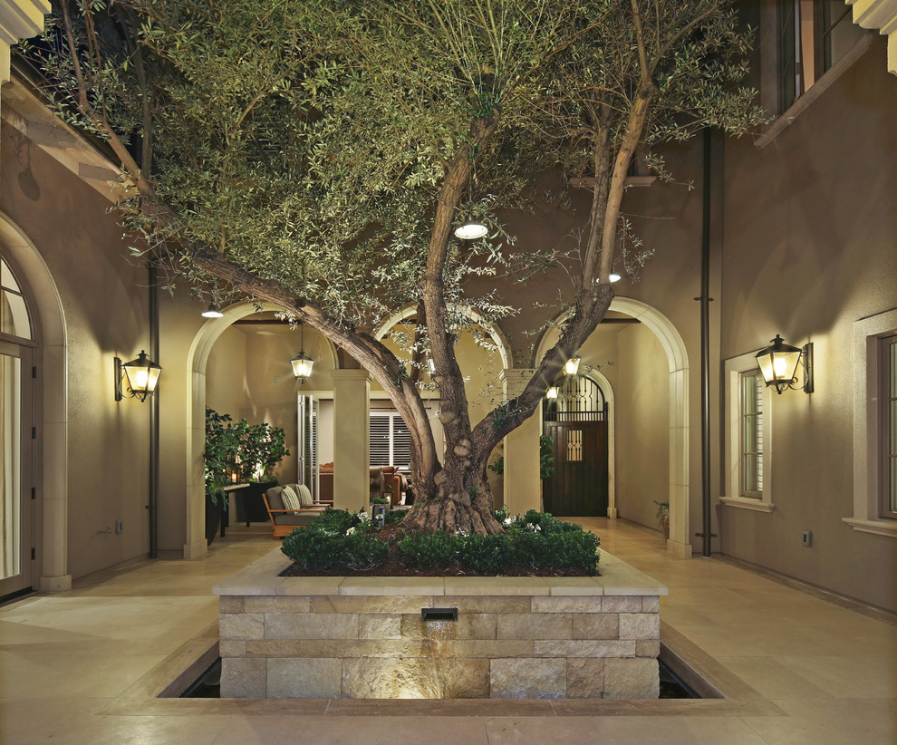 Goldsberry Residence - Entry Fountain with Specimen Olive Tree ...