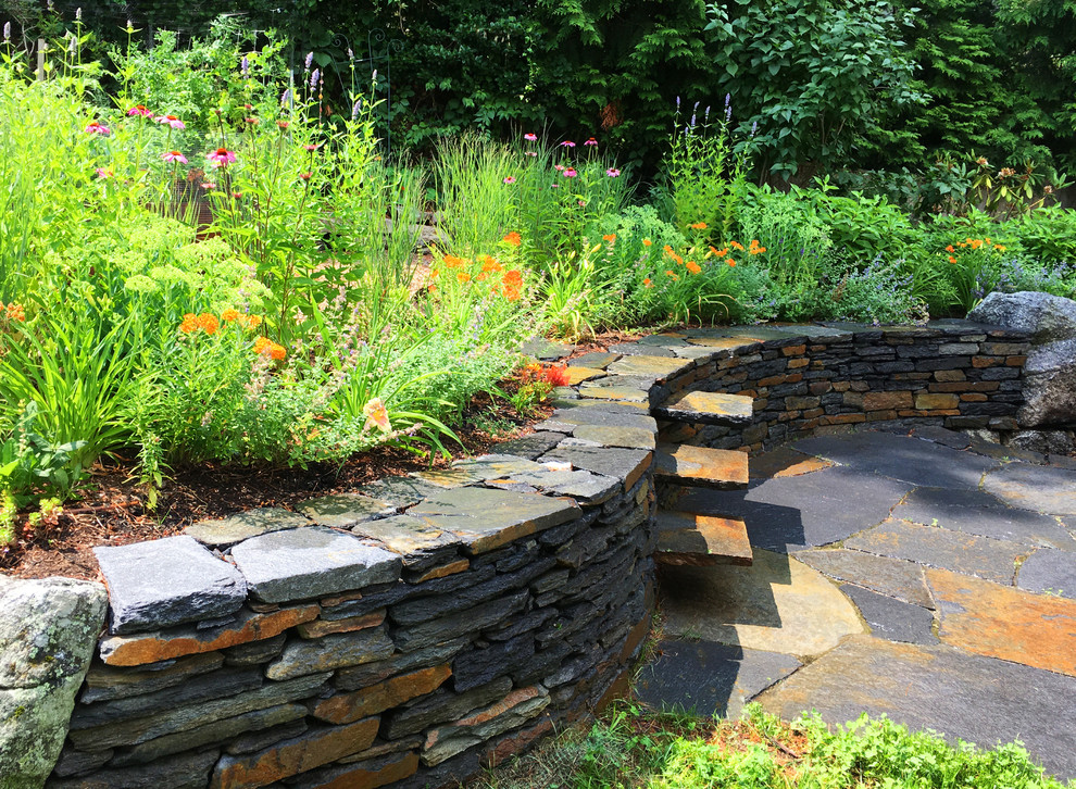 Goshen stone wall and stiles, pollinator planting - Rustic - Landscape ...
