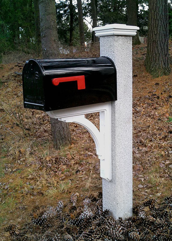 Granite Mailbox Post with Wood Bracket - Traditional - Garden - Boston ...