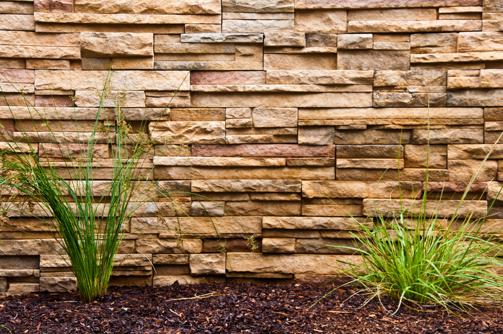 Grasses and stone wall at Prairie Home - Contemporary - Landscape - San ...