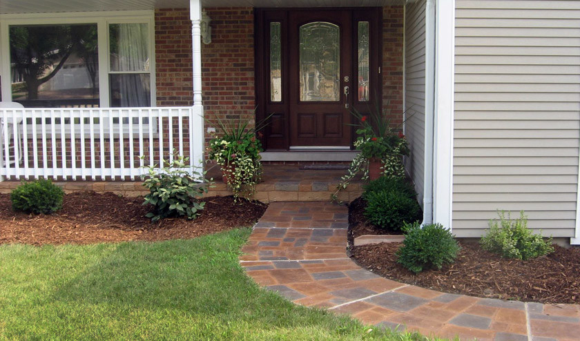 Hand-Cut and Custom Multi-Colored Walkway and Porch - Craftsman ...