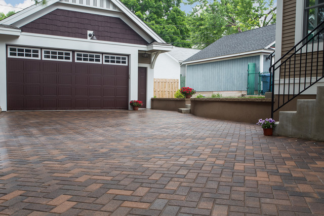 Herringbone Paver Driveway – Adding Curb Appeal - Traditional - Garage ...