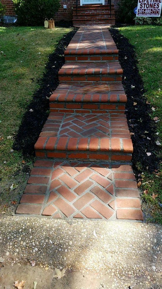 Herringbone Pavers Walkway in Silver Spring MD With Bull Nose Paver ...