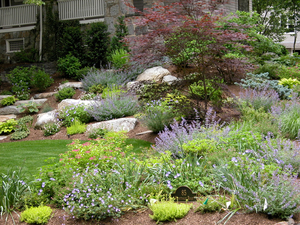 Hillside with rugged stone path: summer - Traditional - Landscape ...