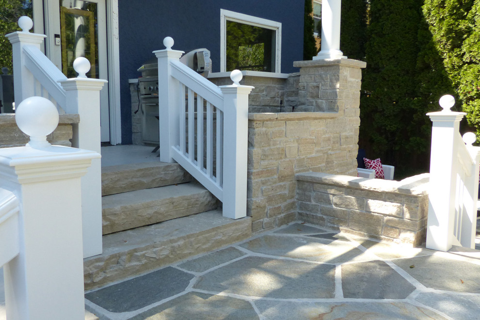 Idaho gold flagstone terrace with stone steps - Arts & Crafts - Garden ...