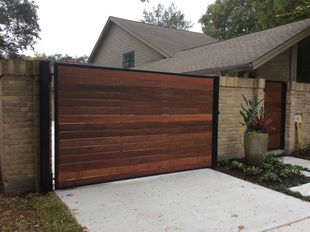 Ipe and Custom iron Automatic gate - Contemporary - Landscape - Houston ...