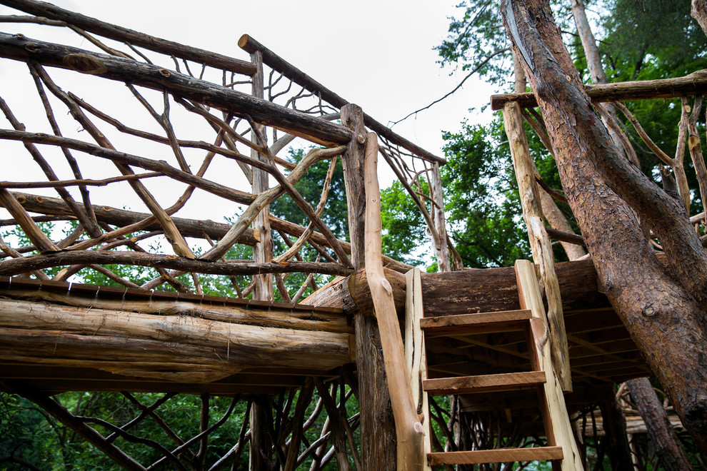 Ladder and Railings - Rustic Grape Arbor and Viewing Platform - Rustic ...
