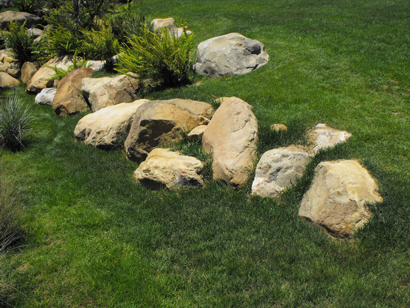 Landscape rock and boulder placement - Mediterranean - Landscape ...