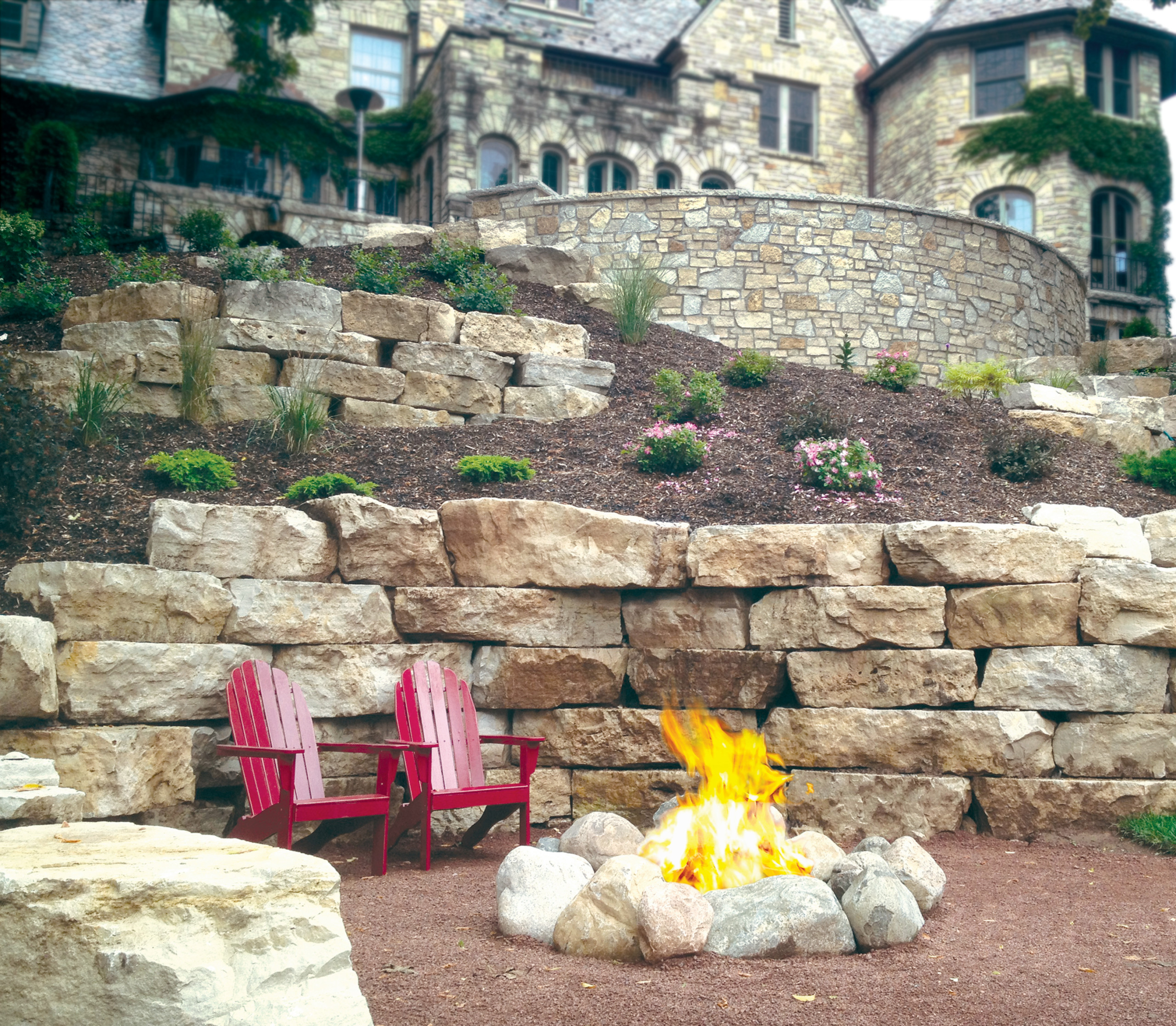 Hillside Patio With Fire Pit