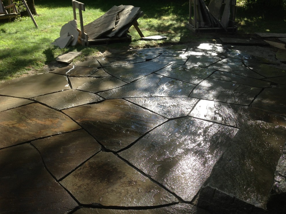 Large Irregular Bluestone Patio - Rustic - Landscape - Manchester - by ...