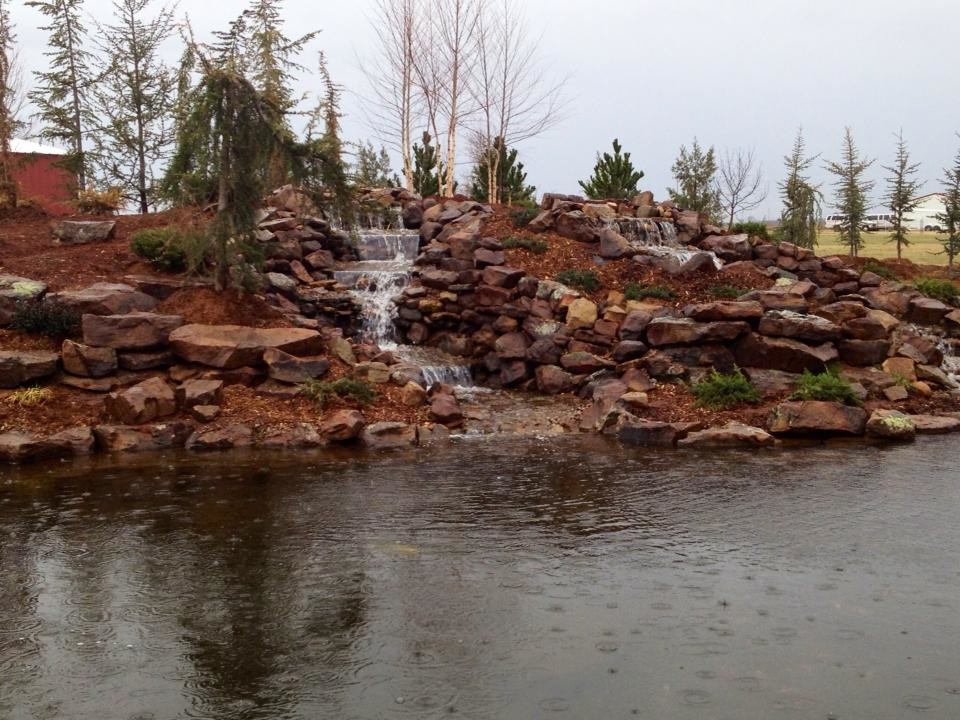 Large Pond with Several Waterfalls - Traditional - Landscape - Oklahoma ...