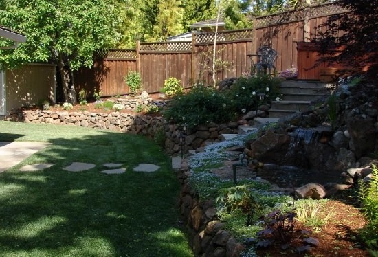 Lawn with Moss Rock Retaining Wall - Traditional - Landscape - San ...