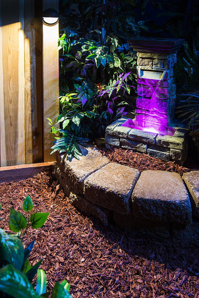 LED Backyard Garden Landscaping with Water Feature - Landscape - St ...