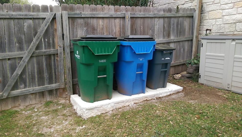 Limestone Patio For Trash Bins. - Traditional - Landscape - Austin - by ...
