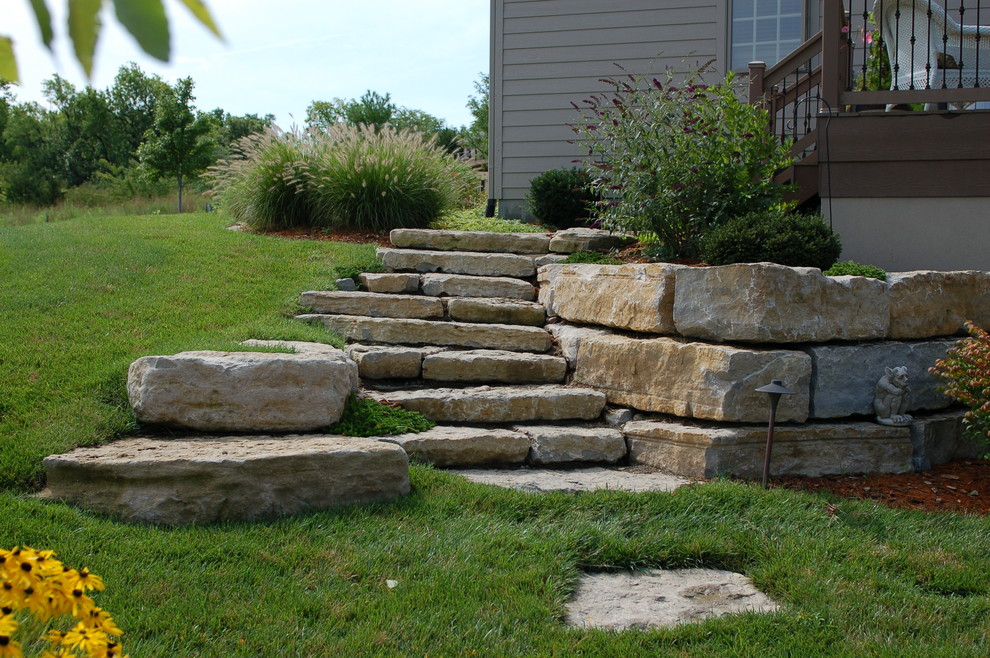 Limestone Steps and Retaining Walls - Traditional - Landscape - Other ...